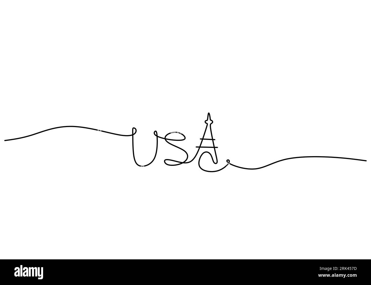 One continuous line drawing of american independence day with usa logo ...
