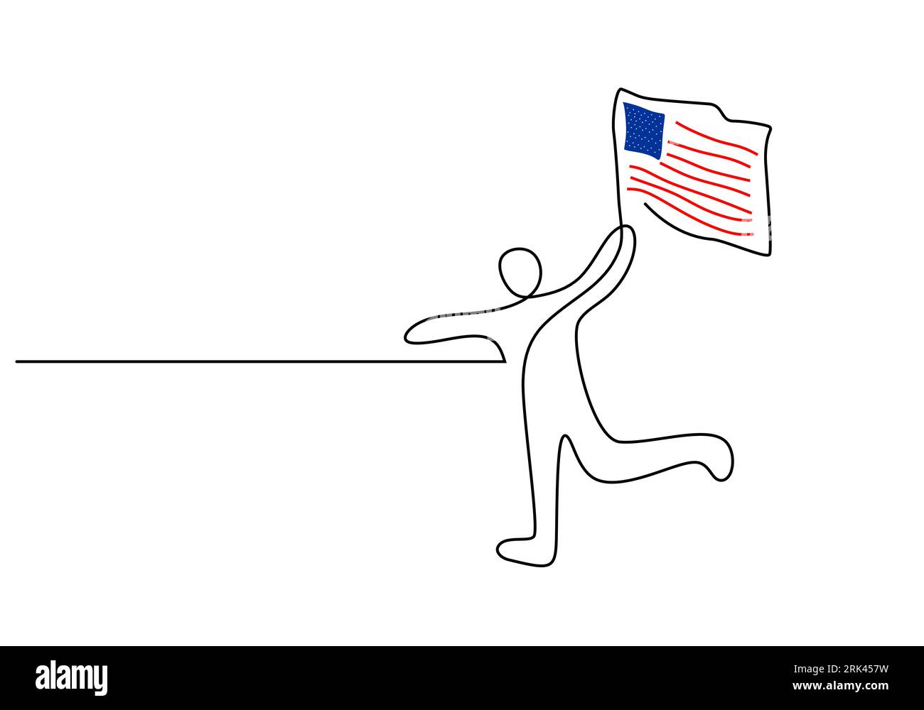 One continuous single line drawing of american independence day with ...