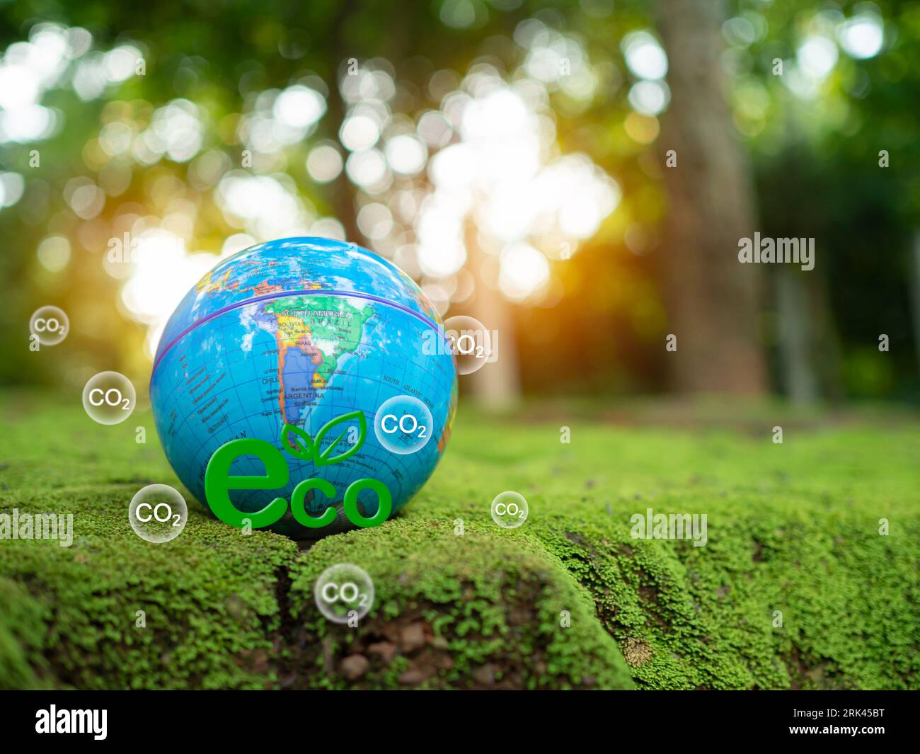 ECO concept lettering on nature background. concept of future business ...