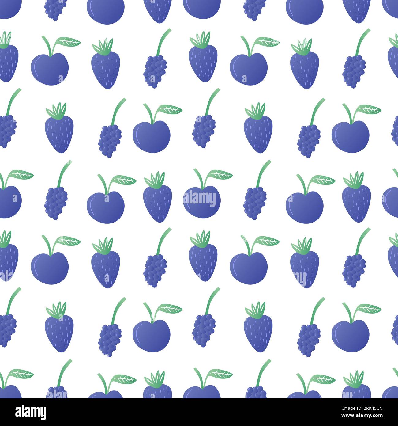 Blue fruit seamless pattern with grape and blueberry isolated on white ...