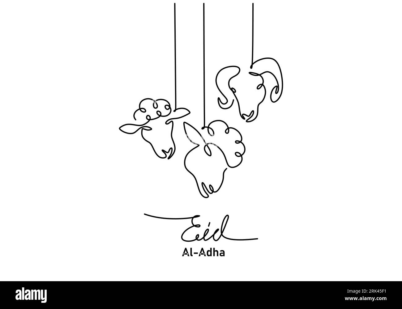 One continuous single line hand drawing of eid al adha background with ...