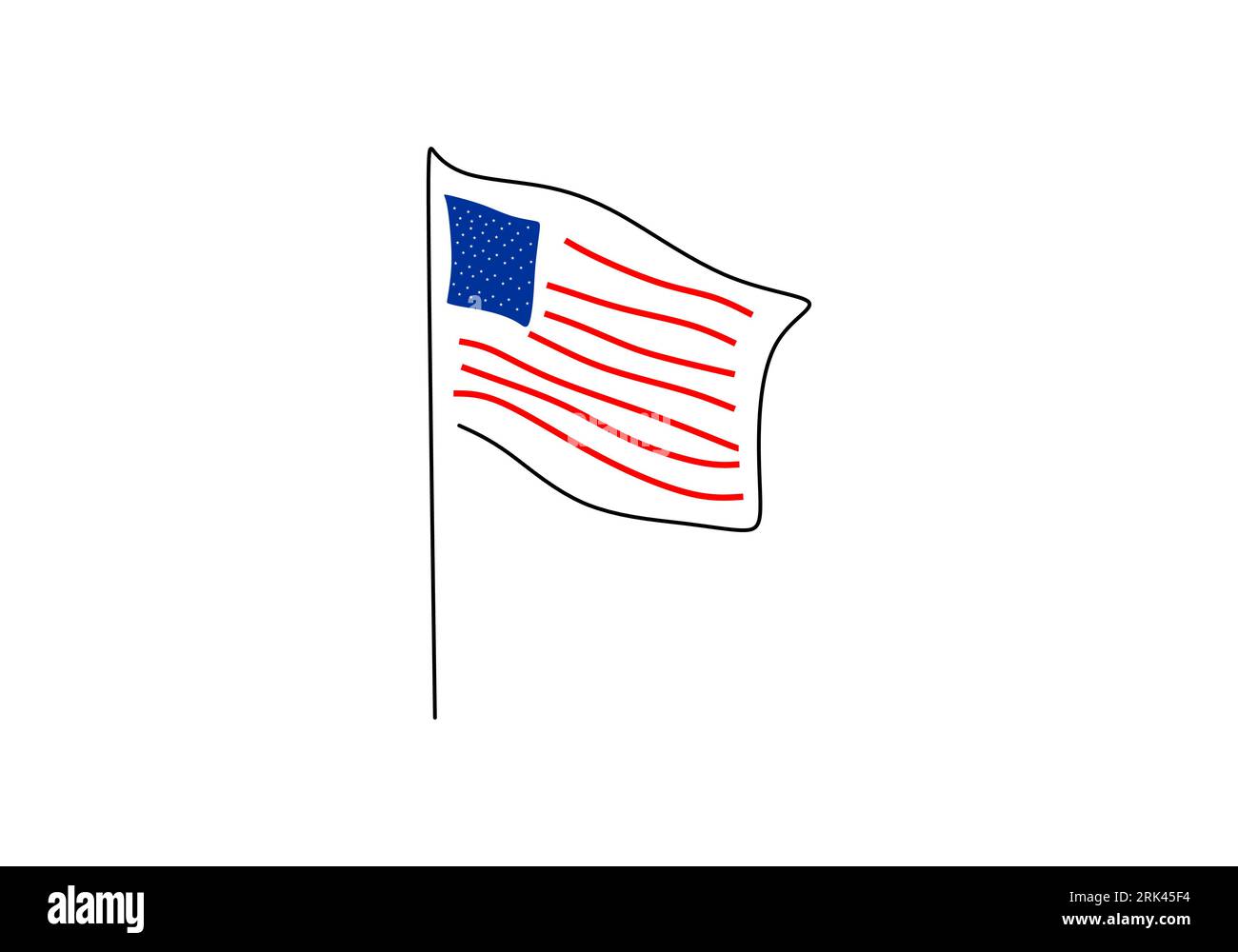 One continuous single line drawing of american independence day with ...