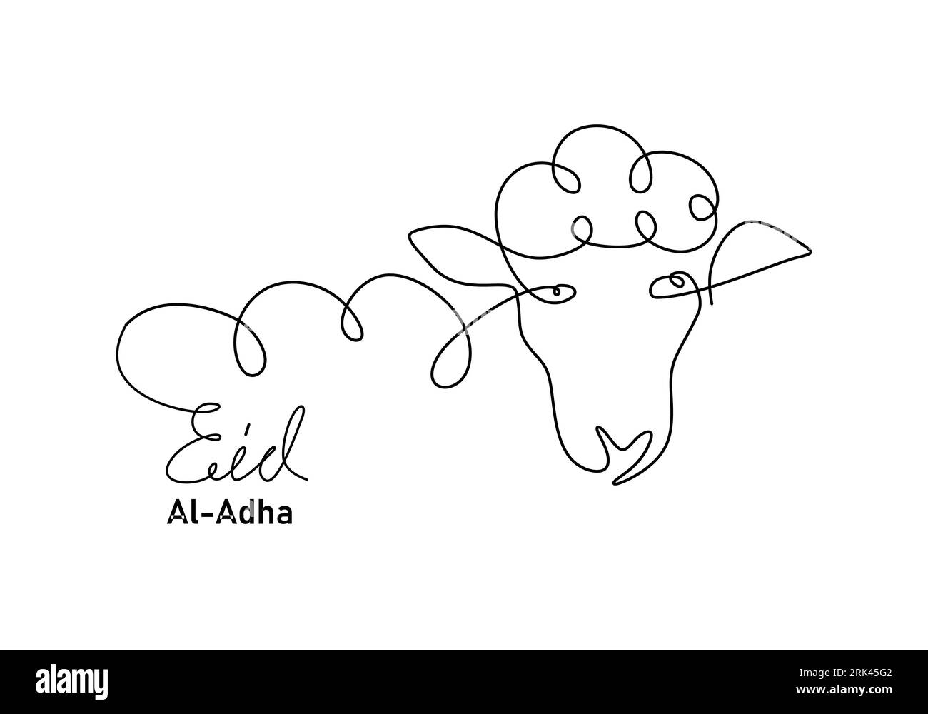One continuous single line hand drawing of eid al adha background with ...
