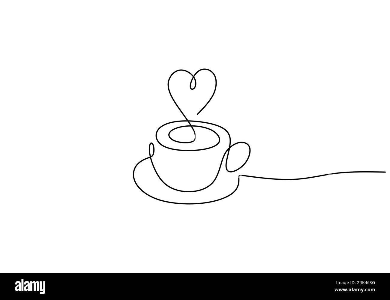 One continuous single line of hand drawn with cup of coffee decorated ...