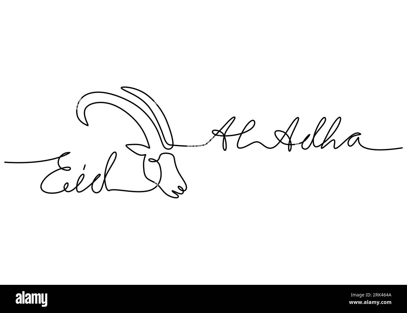 One continuous single line hand drawing of eid al adha background with ...