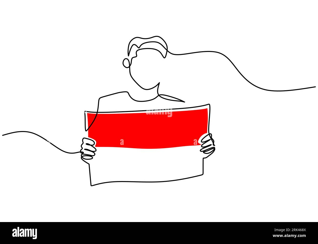 One continuous single line hand drawing of Indonesia independence day ...