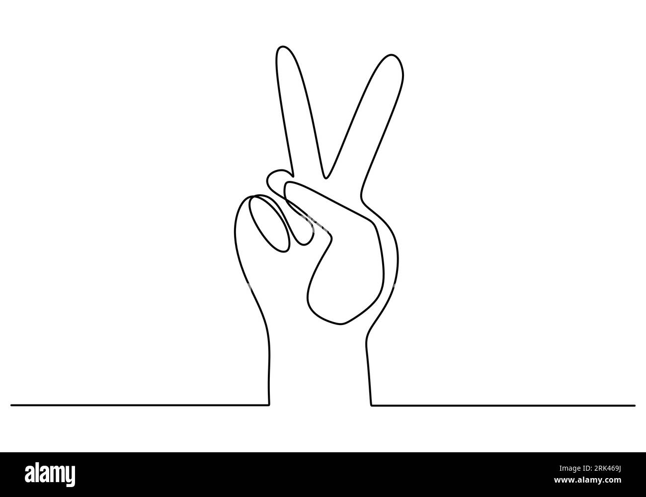 One continuous single line of hand drawn with hand in peace pose for ...