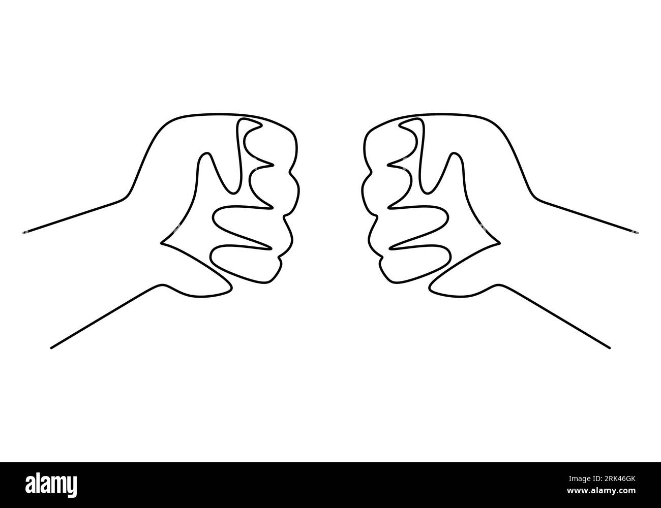 One continuous single line hand drawing of hand punch isolated on white ...