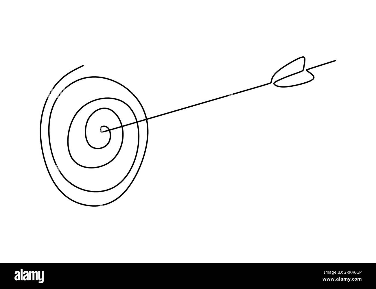 One continuous single line hand drawing of arrows aim isolated on white ...