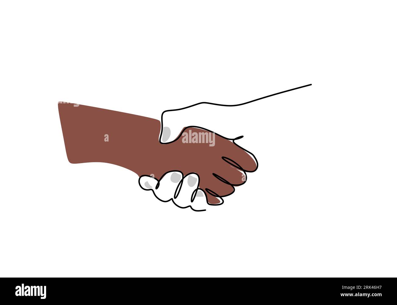 One continuous single line hand drawing of hand shaking isolated on ...