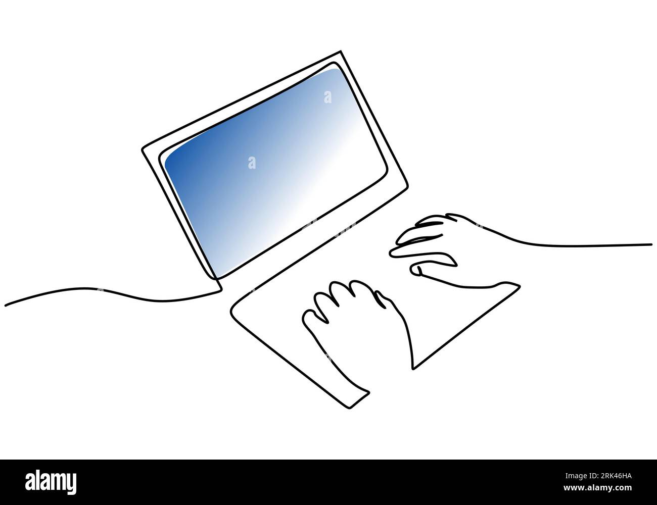One Continuous Single Line Hand Drawing Of Hand Typing With Laptop