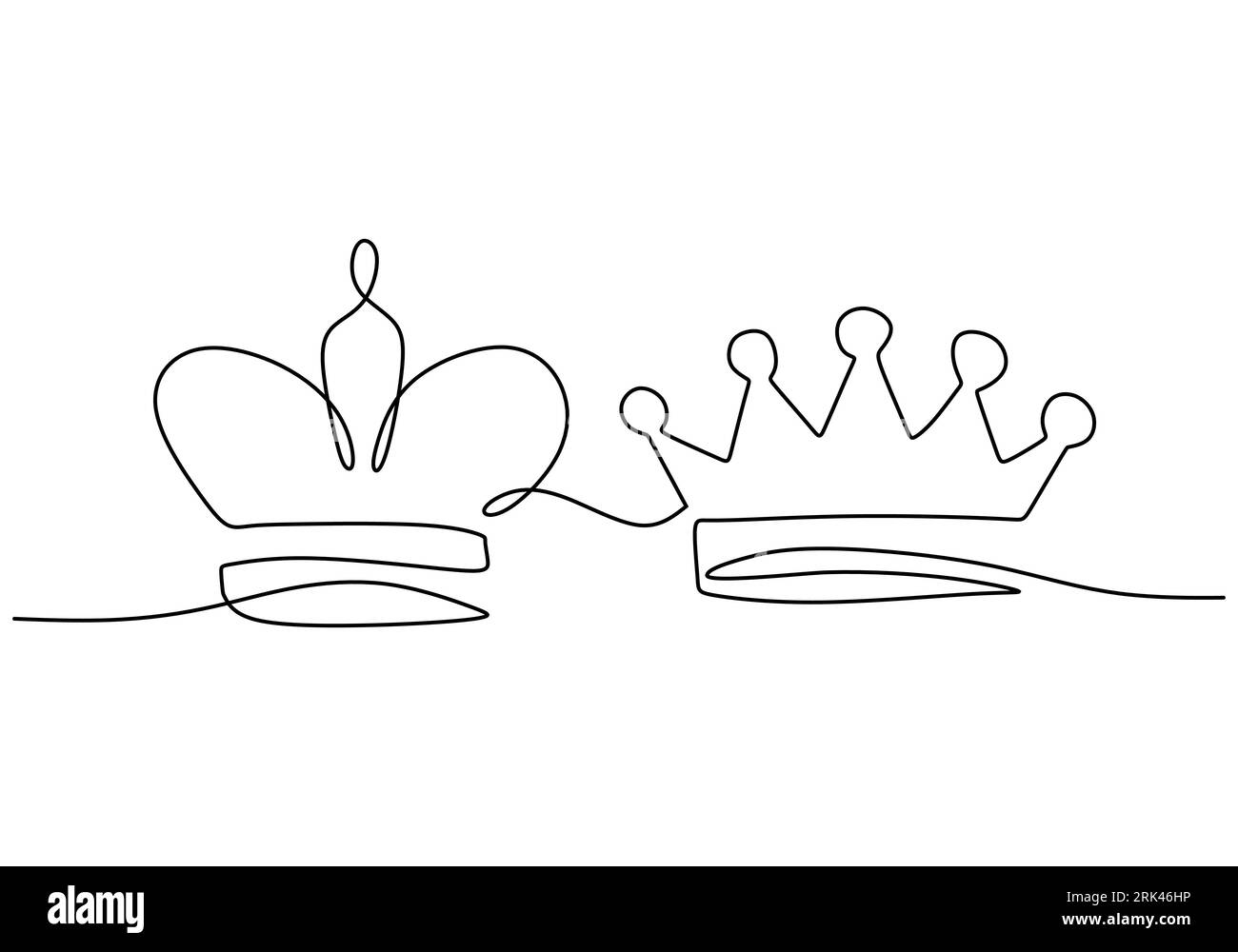 One continuous single line hand drawing of king crown with isolated on ...