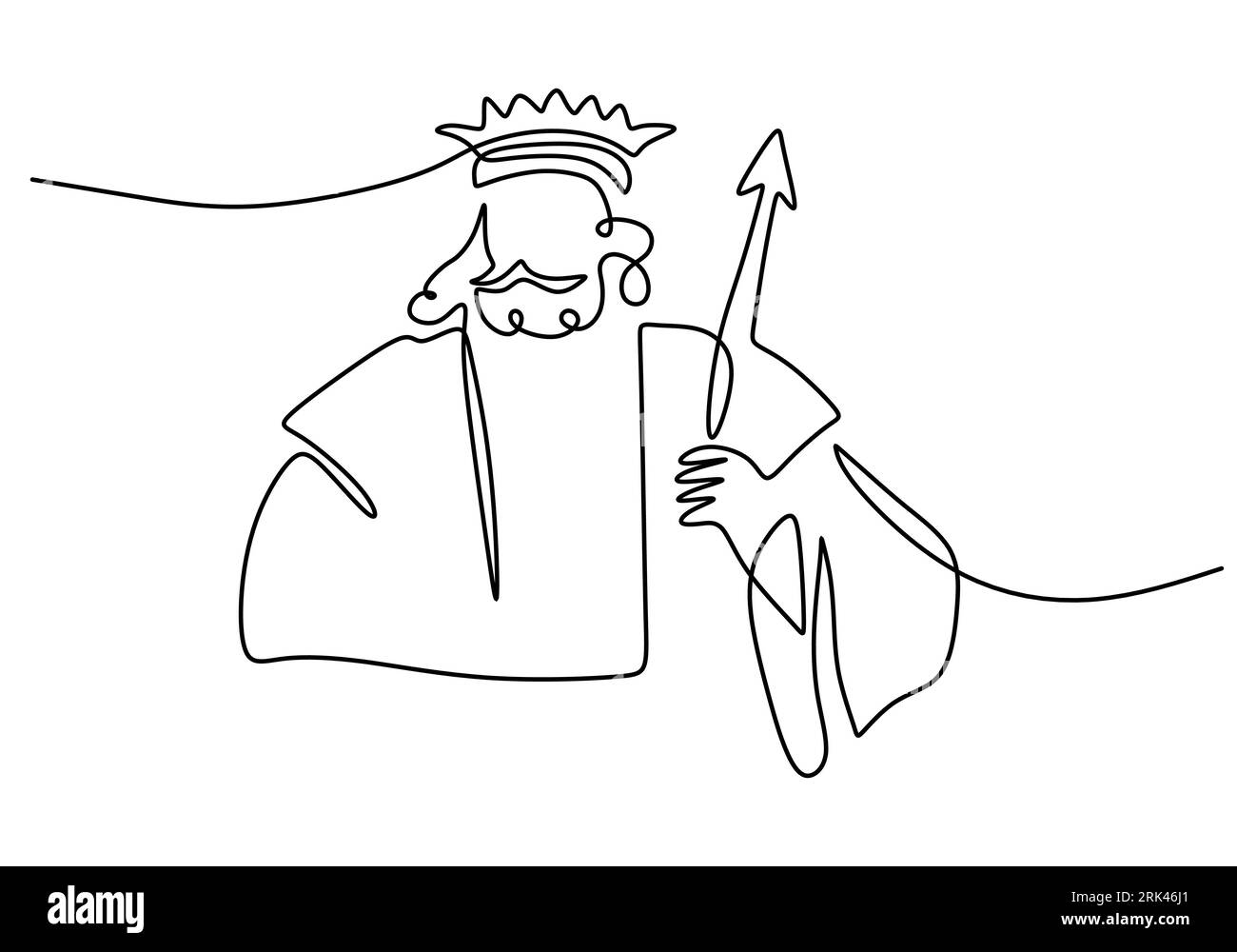 One continuous single line hand drawing of king man with isolated on ...