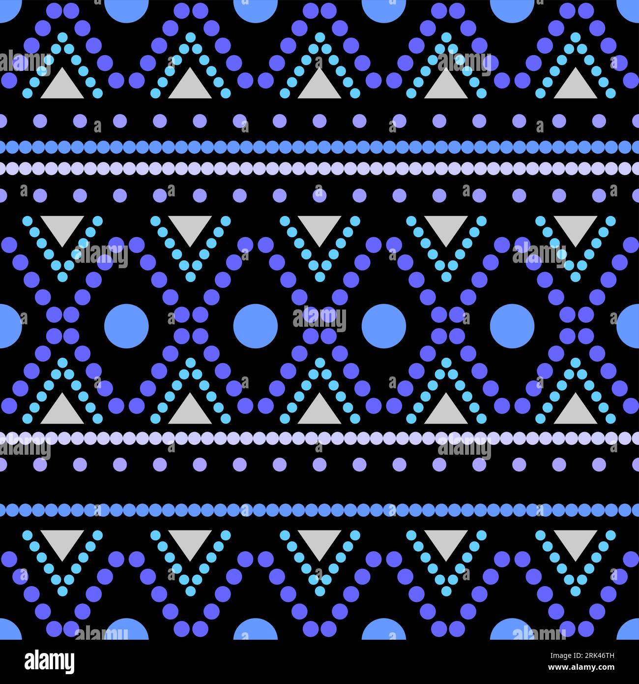Circle Tribal ethnic seamless pattern in blue dominant color Stock ...