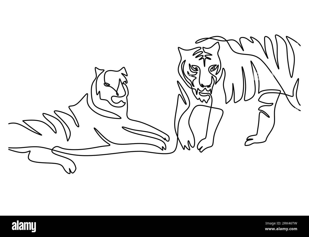 One Continuous Single Line Hand Drawing Of International Tiger Day With