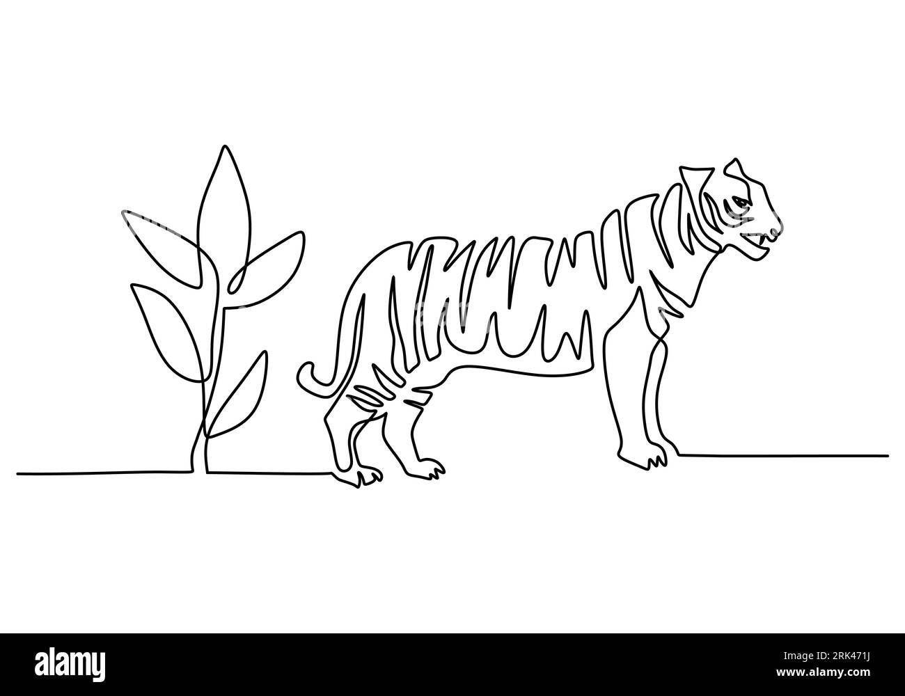 One continuous single line hand drawing of international tiger day with ...
