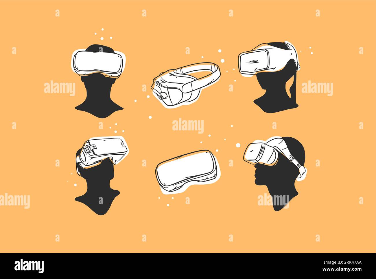 Hand drawn vector abstract graphic line art collection with virtual ...