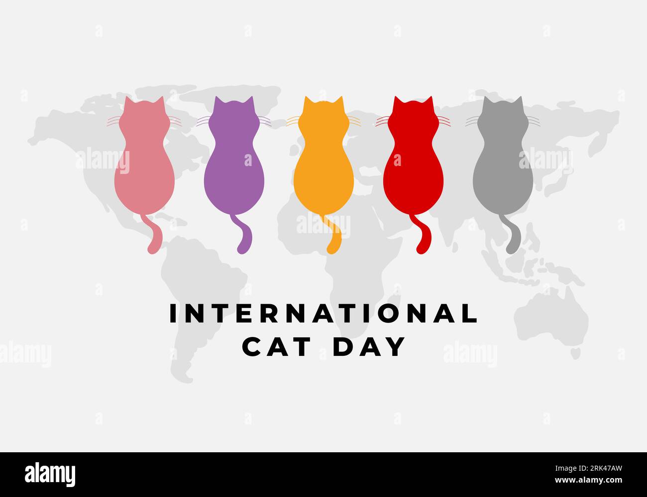 Background for the international cat day on August 8. With five cats ...