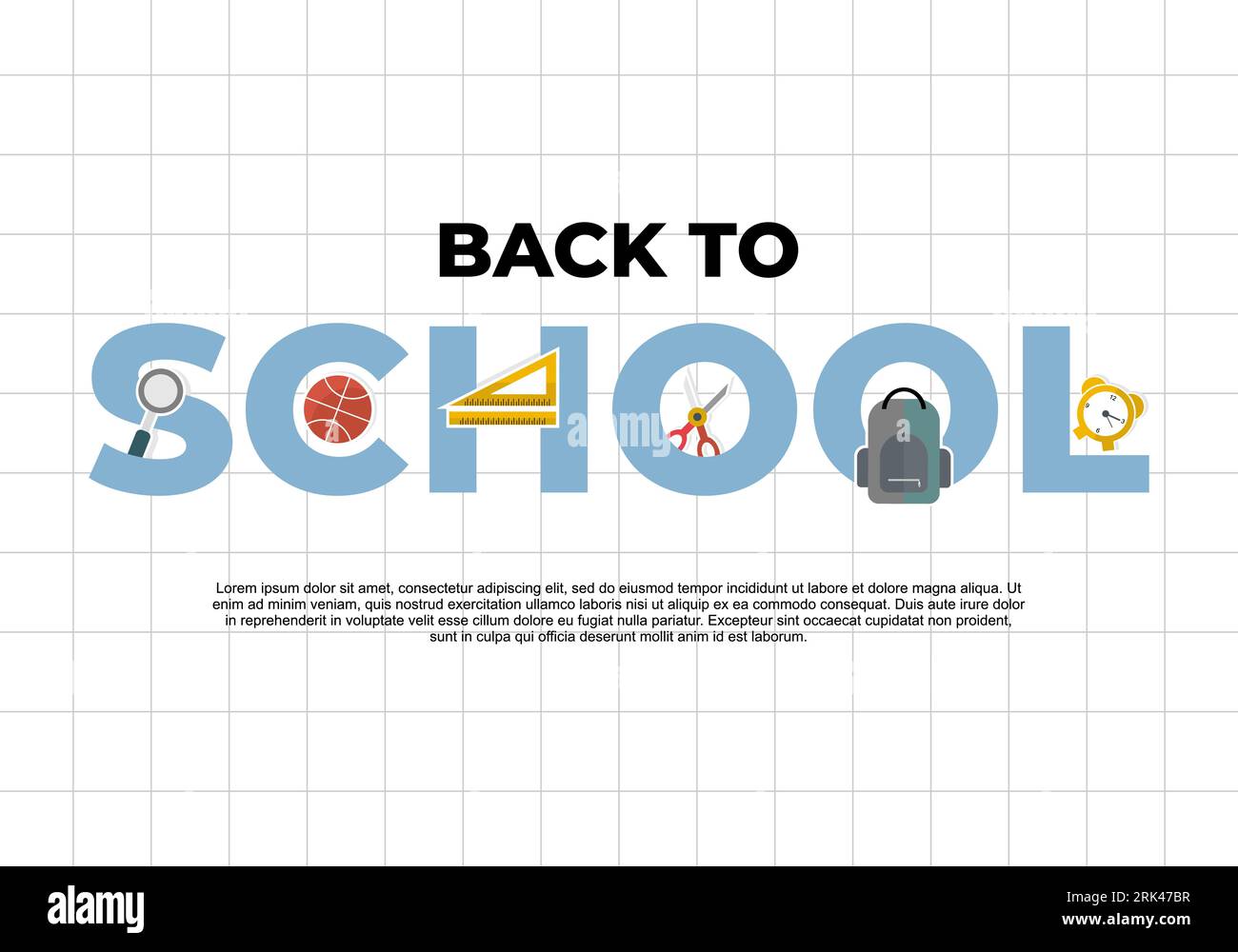 Back to school education background with magnifier, basketball, ruler ...