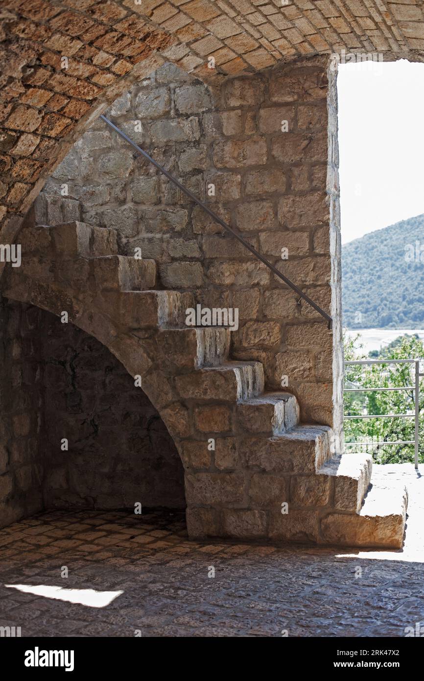 Detail of medieval fortification walls and structures Stock Photo - Alamy