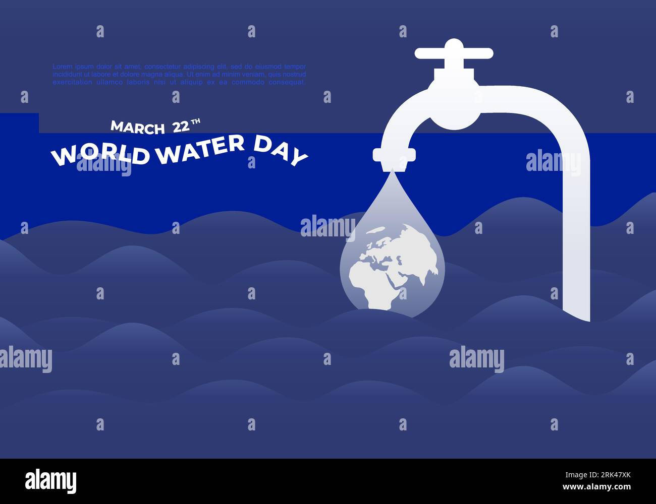 World water day poster banner background with faucet and world map on ...