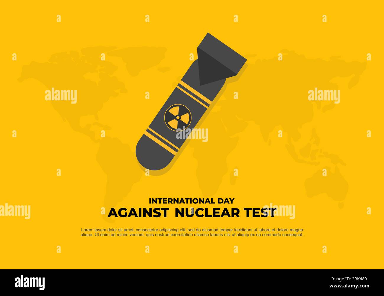 World International day against nuclear test banner poster. With big ...