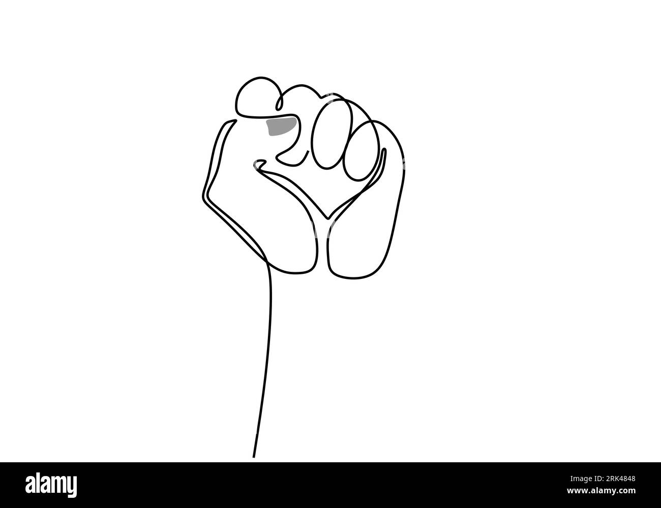One continuous single line hand drawing of hands clenched isolated on ...