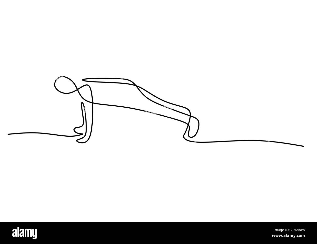 One continuous single line of man do push up for sport theme isolated ...