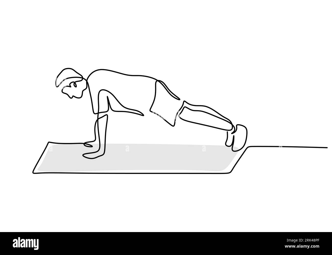 One continuous single line of man do push up for sport theme isolated ...