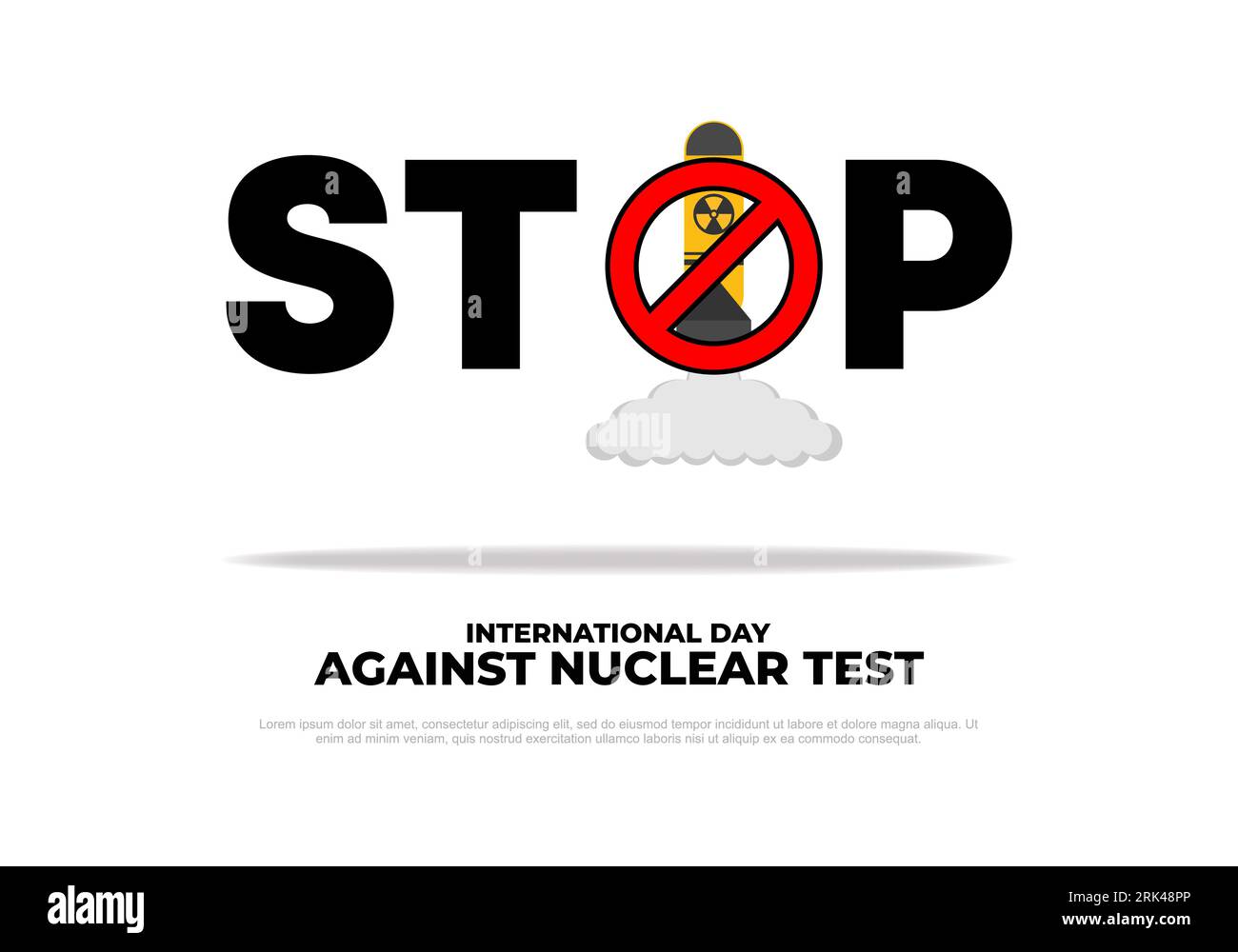 World International day against nuclear test banner poster. With stop ...