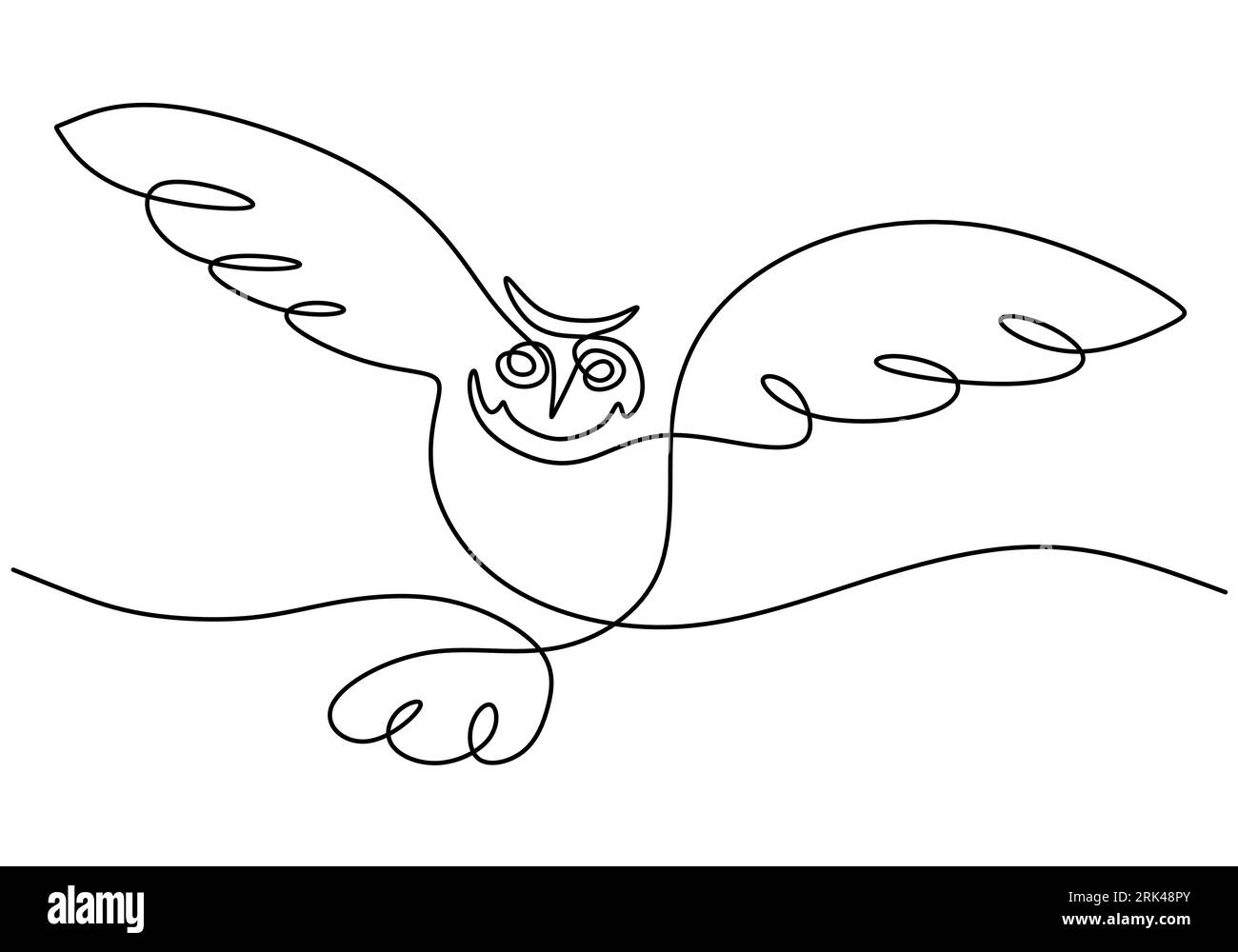 One continuous single line of flying owl for international owl ...