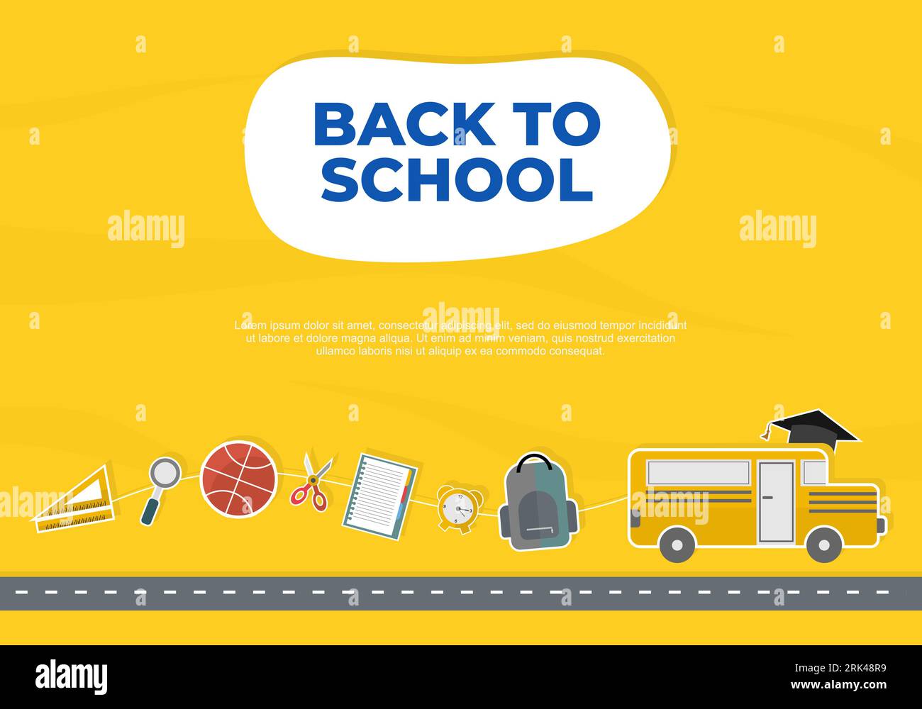 Back to school education background with ruler, magnifier, basketball ...