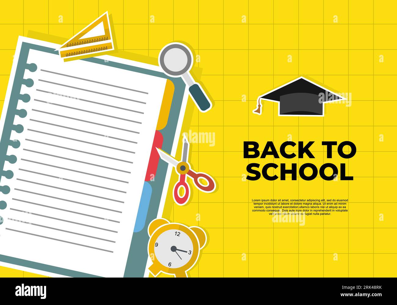 Back to school education background with big book note, ruler ...