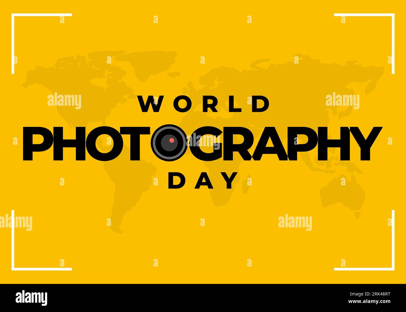 World photography day banner poster on august 19 with world map on ...