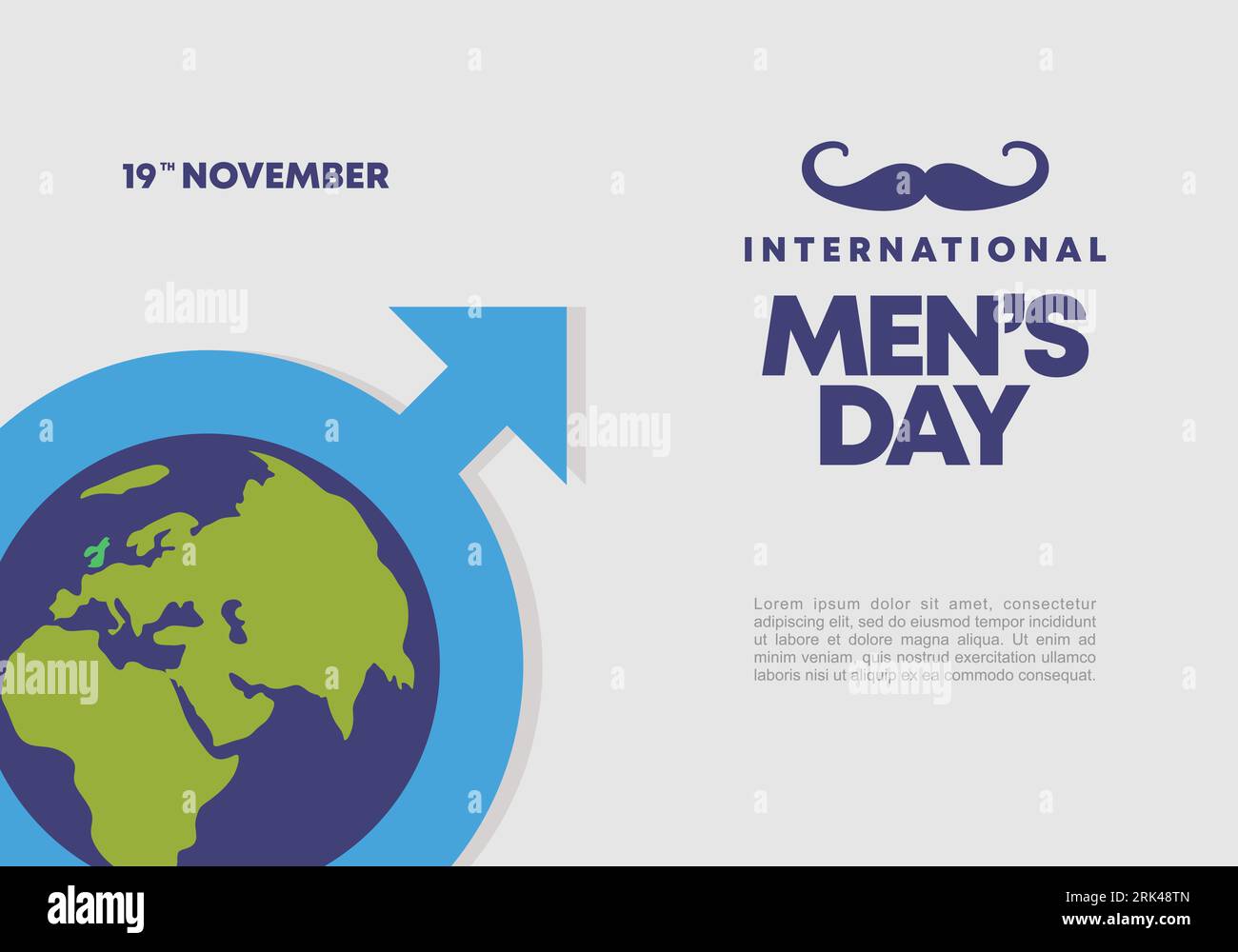 Men day background banner poster with moustache and earth globe on ...