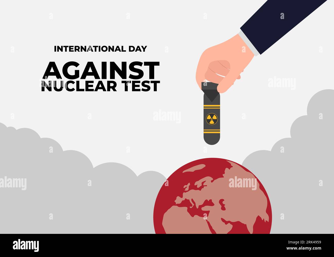 World International day against nuclear test banner poster. With hand ...