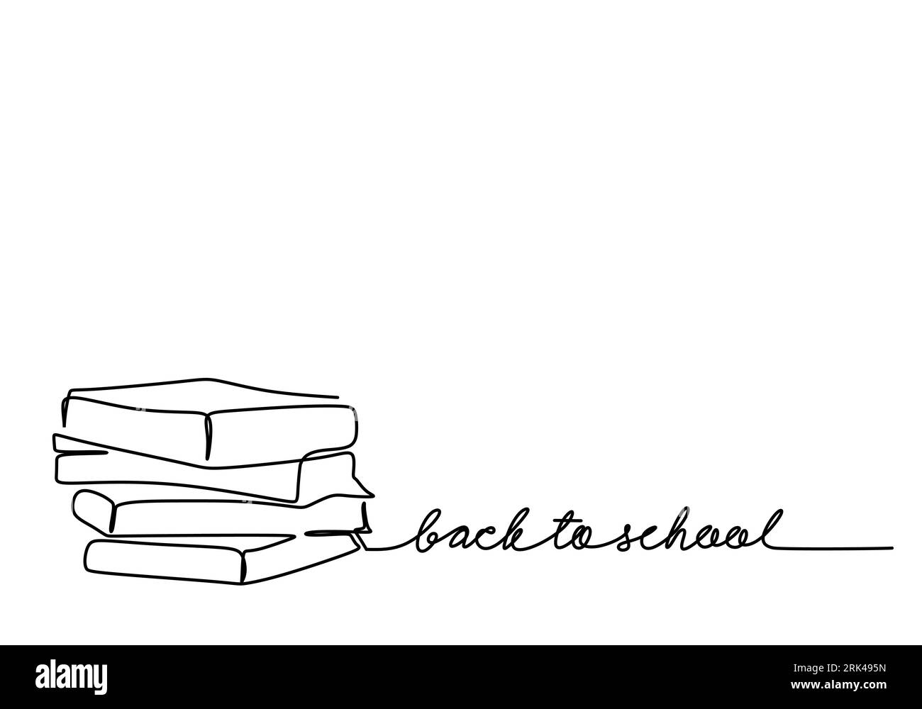 One continuous single line hand drawn of books pile for back to school ...