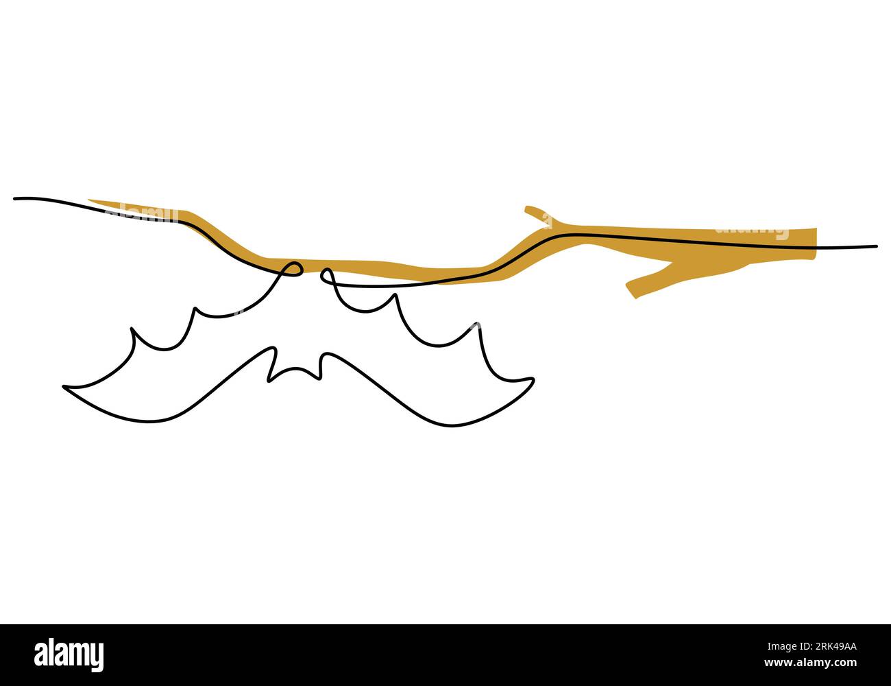 One continuous single line hand drawn of hanging bat for international ...