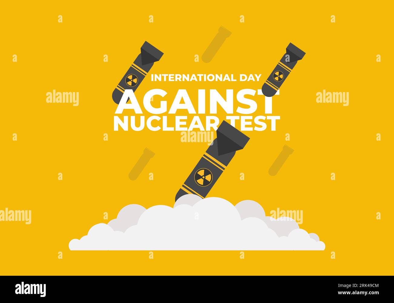 World International day against nuclear test banner poster. With flying ...