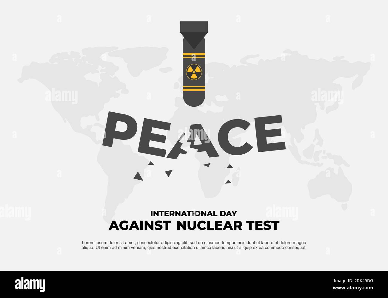 World International day against nuclear test banner poster. With flying ...