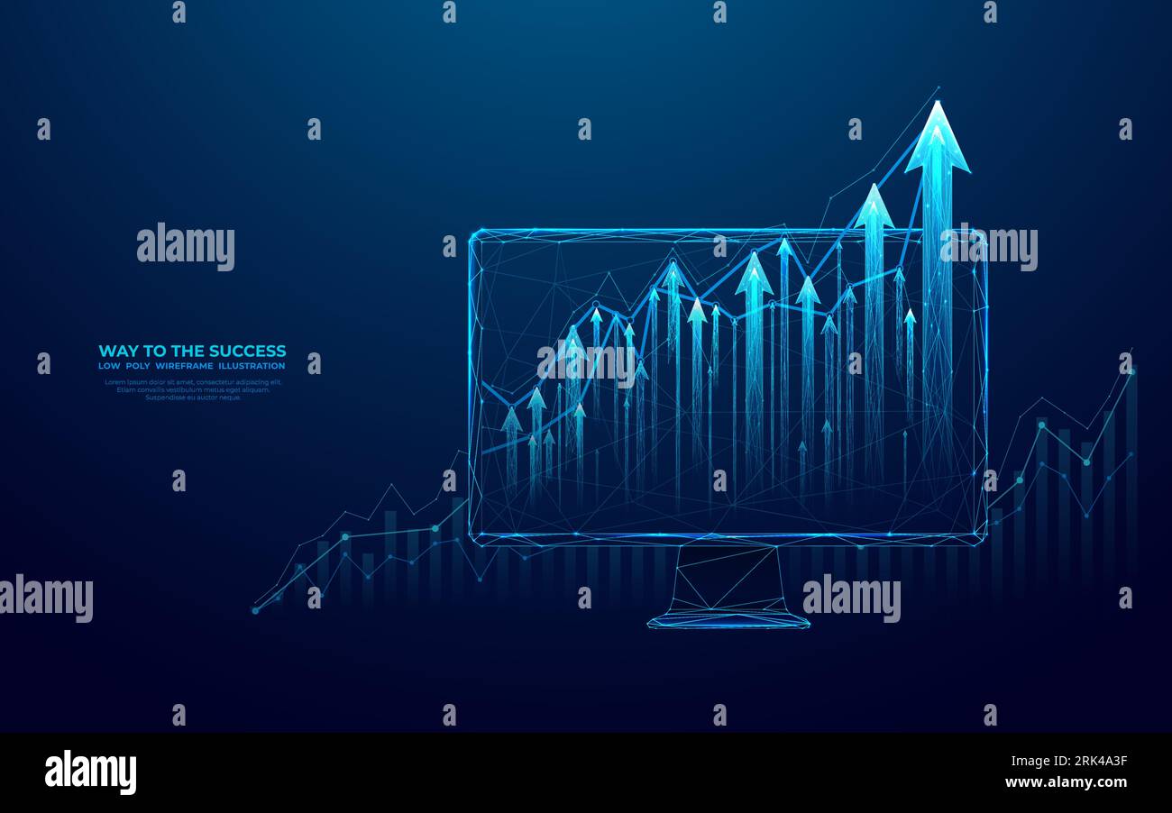 Growing graph chart on a computer monitor screen. Finance growth Stock ...