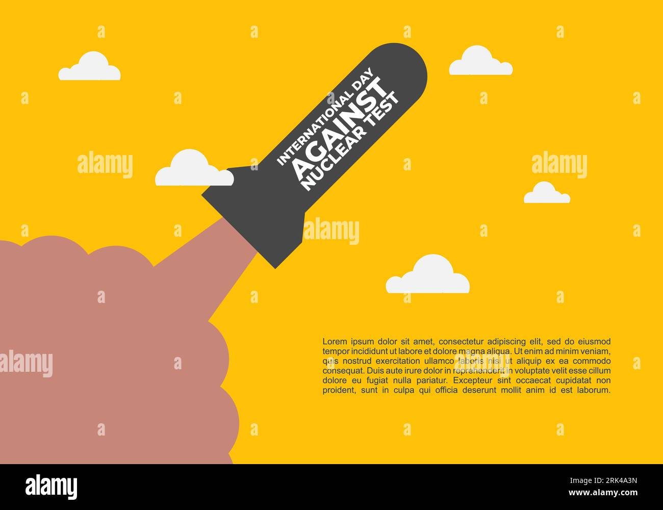 World International day against nuclear test banner poster. With flying ...