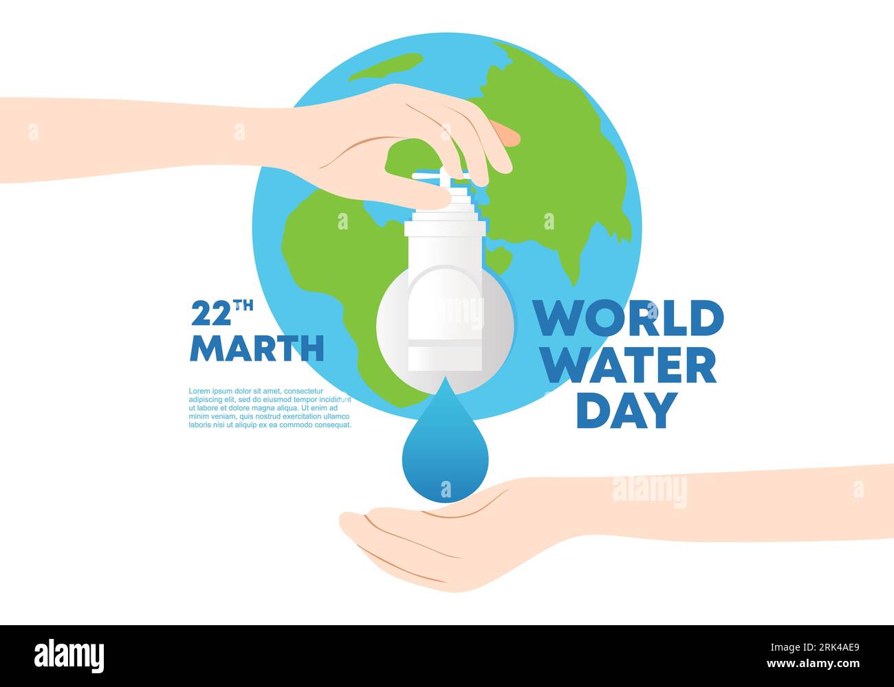 World water day poster banner background with globe earth and pump on ...