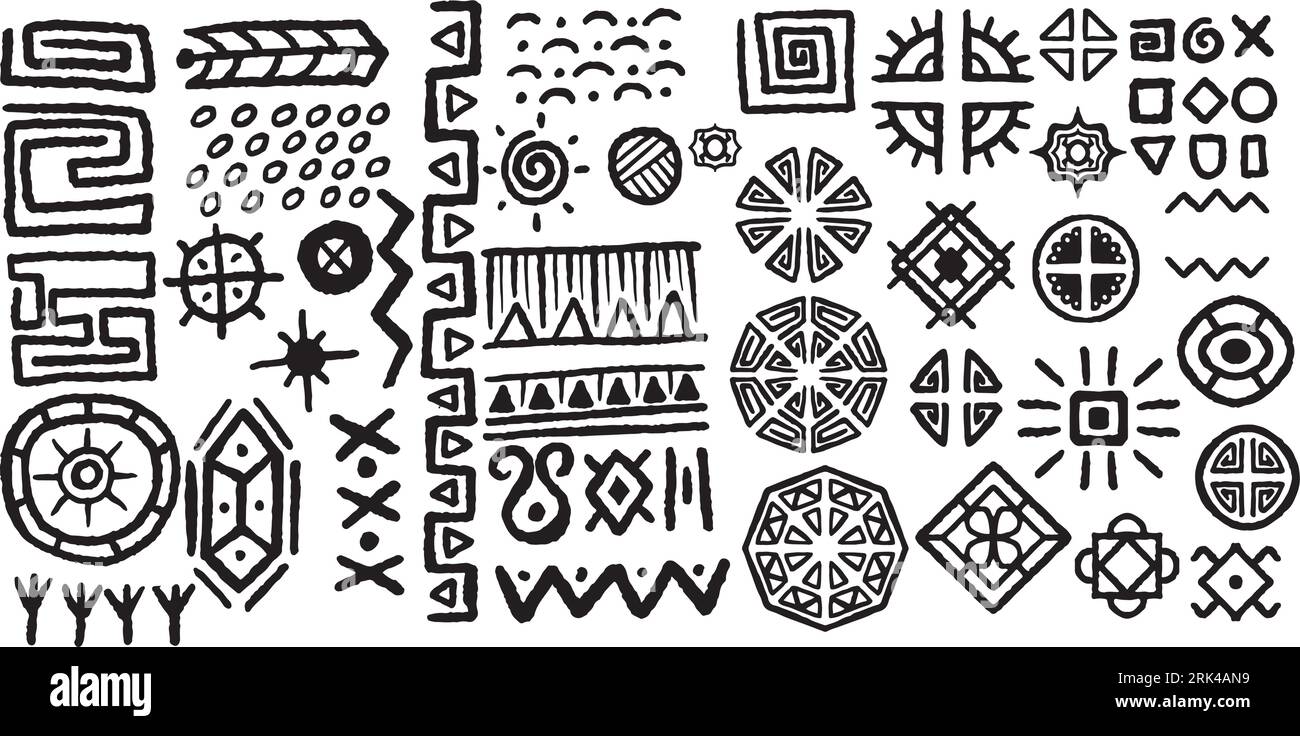 Hand drawn set of indian tribal drawing isolated on white background ...
