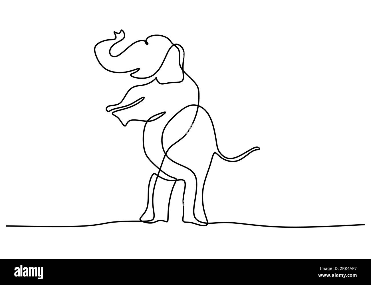 One continuous single line of standing elephant for world elephant day ...