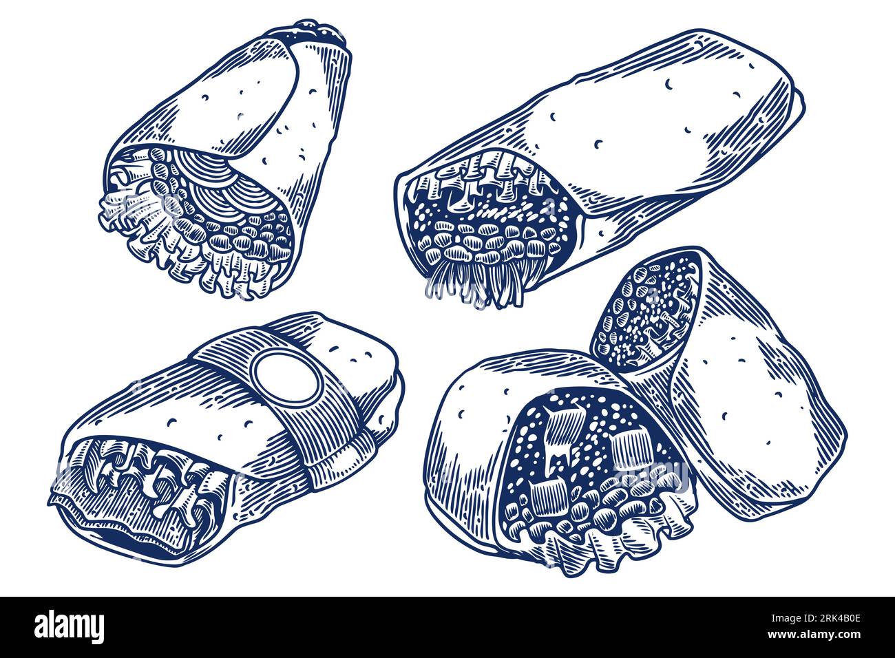 Food engraving hand drawing set of four kebabs isolated on white ...