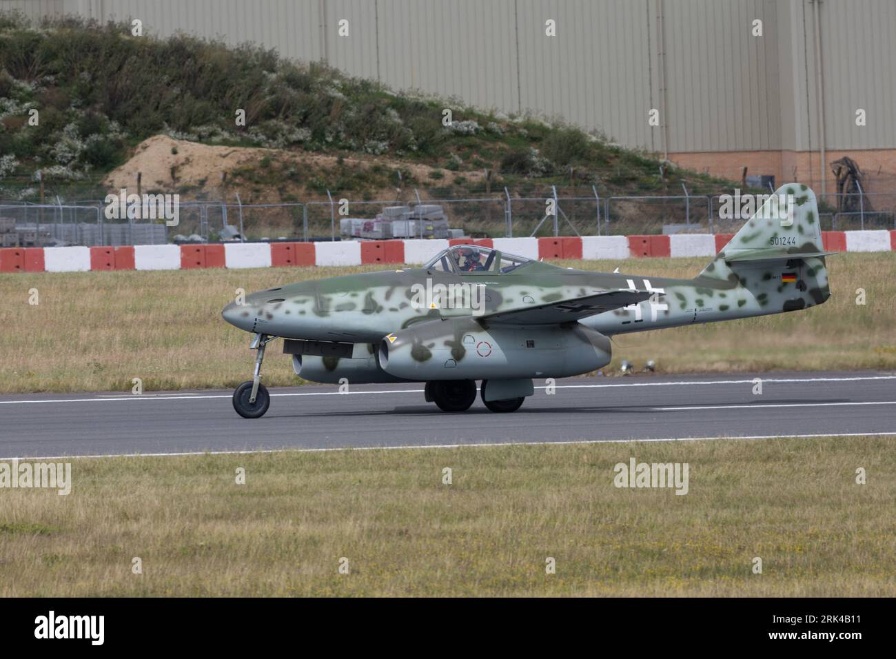 A replica of the German Me262 World War Two jet fighter flying at the ...
