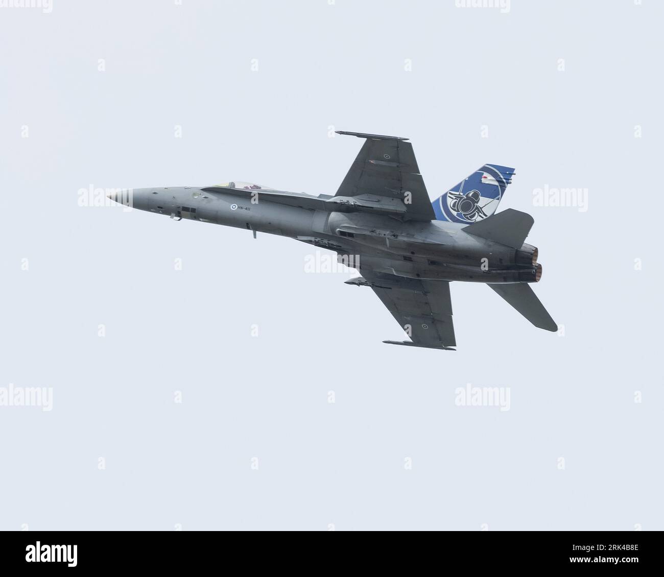 Finnish Air Force F-18 Hornet jet fighter aircraft display at the 2023 ...