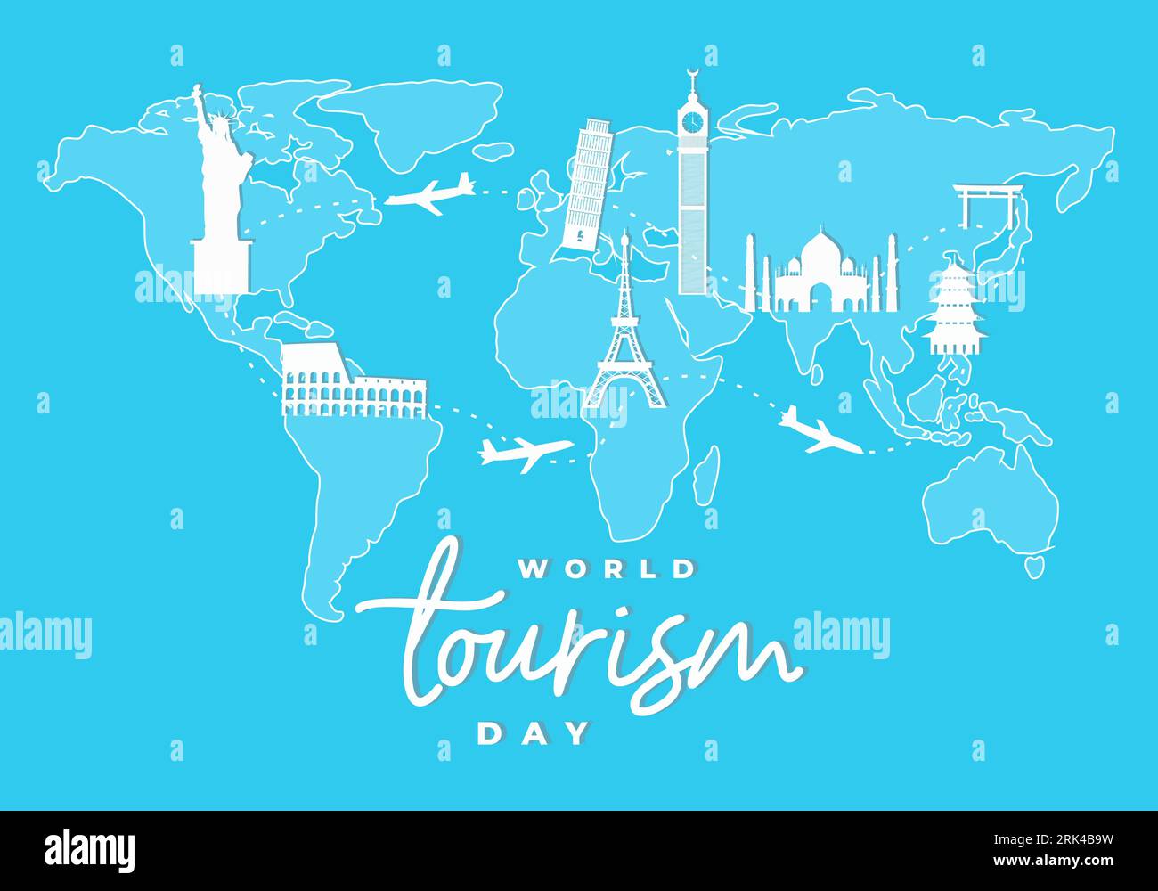 World tourism day background banner poster with earth map and tourist ...