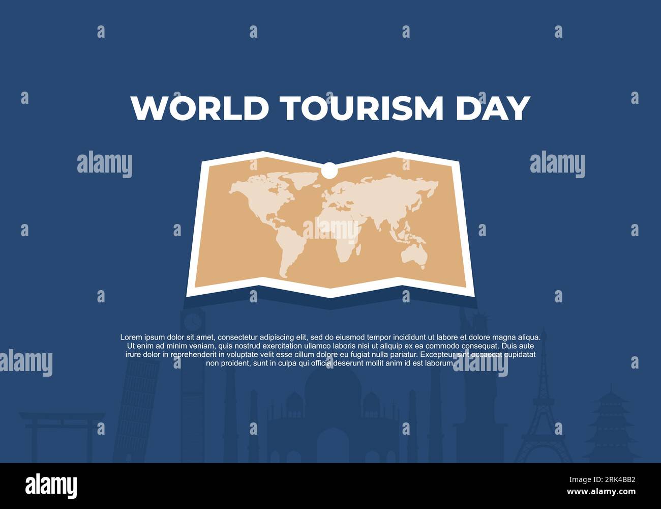 World tourism day background banner poster with big earth map on ...
